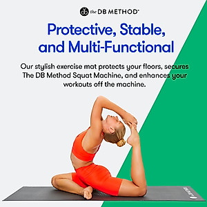 The DB Method Machine Yoga Mat for Home Gym Exercise Equipment Machine Stability, Non Slip Indoor Mat for Pilates, Stretching, Fitness, Bike or Squat Machine Floor Protector Mats, Black