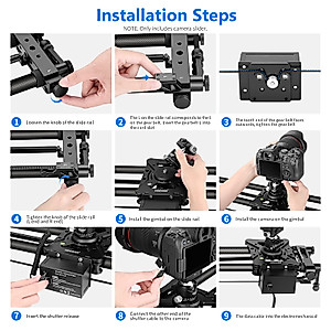 NEEWER Motorized Camera Slider, 31.5"/80cm Carbon Fiber Dolly Rail Slider with Remote Control, Support Video Mode, Time Lapse Photography, Horizontal, Tracking and 120° Panoramic Shooting (VS-80CC)