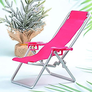 STOBOK 2PCS Mini Dolls House Miniature Folding Beach Chairs Plastic Beach Lounge Chairs Dollhouse Furniture Accessories