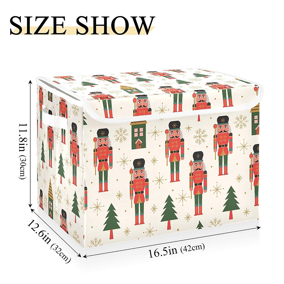 Christmas Nutcracker Tree Storage Bins with Lids Collapsible Storage Containers Closet Organizer Cubes Box Fabric Storage Basket for Bedroom Clothes Shelves Office Nursery Gifts Home Decor