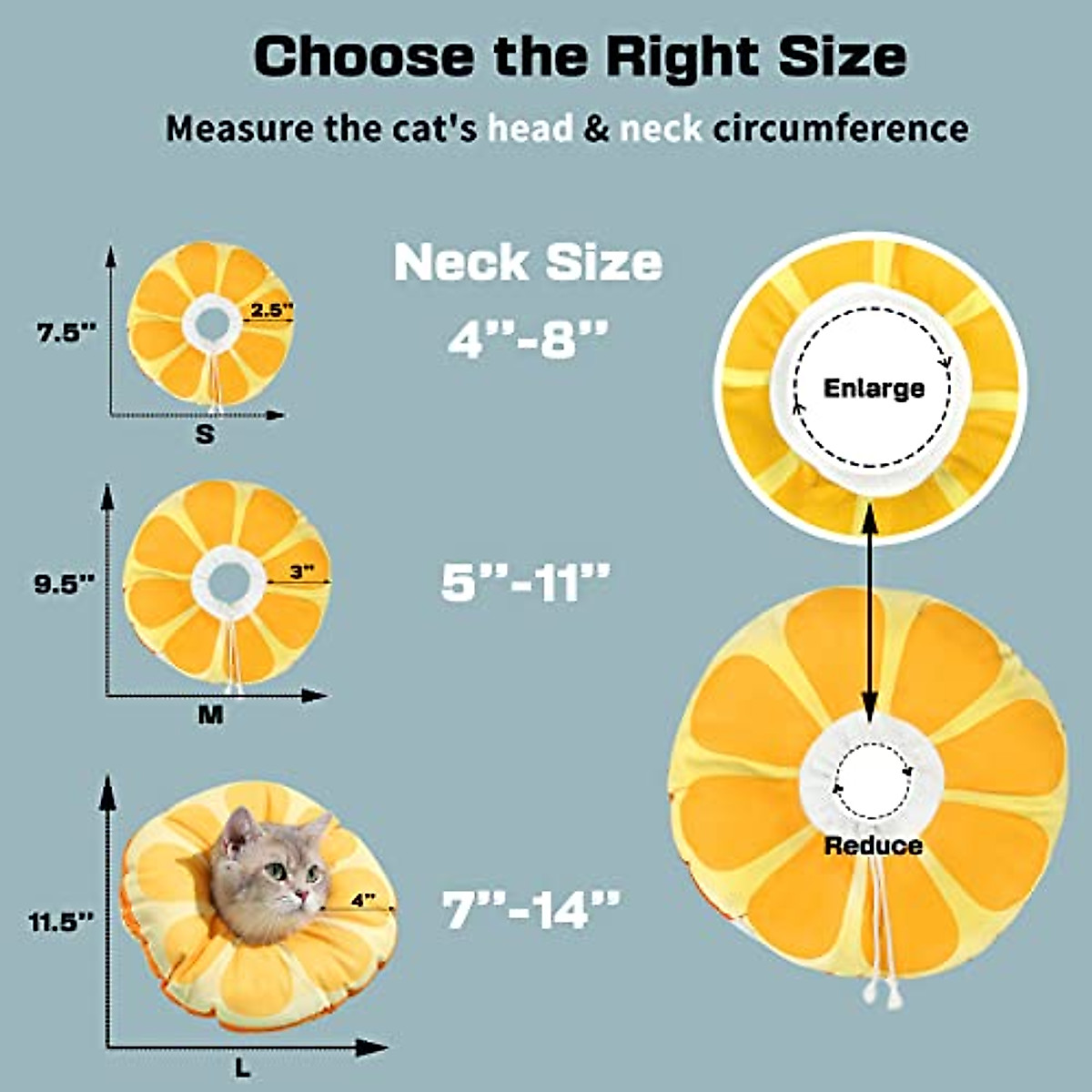 Jevnd 3 Sizes of Cat Cone Collar Soft, Adjustable Cat Cones to Stop Licking, E Collar for Cats, Recovery Collar for Cats After Surgery, Cat Neck Cone, Elizabethan Collar for Cat and Kitten (M)