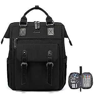 LOVEVOOK Laptop Backpack for Women, Teacher Nurse Bag Work Travel Computer Backpacks Purse,Water Resistant Daypack with USB Charging Port, 15.6 inch Black