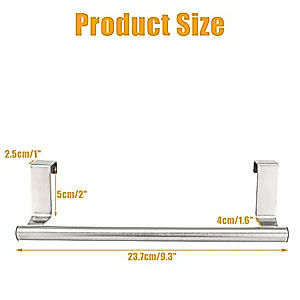 Coufce 23cm / 9 Inch Stainless Steel Kitchen Cabinet Towel Holder, Over Door Towel Rack Bar Holder, Towel Rack with Hooks for Bathroom, Over Cabinet Cupboard Doors(2Pcs)