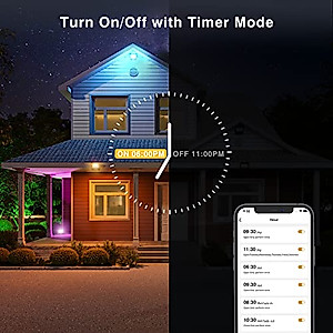 Smart RGB Flood Lights 30W, APP Control 16 Million and Tunable White 2700K-6500K, Outdoor Uplights Floodlights Color Changing Landscape Light, IP66 Waterproof for Patio Garden Yard, Plug & Play 2 Pcs