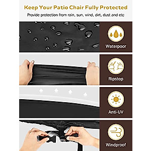 Patio Chair Covers Waterproof, Heavy Duty Outdoor Lounge Deep Seat Chair Cover, Lawn Patio Furniture Covers 2 Pack Fits up to 30W x 37D x 31H inches | Black