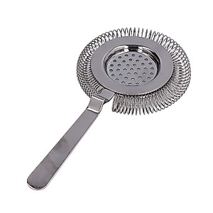 Bar Strainer, Stainless Steel Cocktail Strainer Hawthorne Strainer with Removable Spring, 8 x 3.7in(Black)