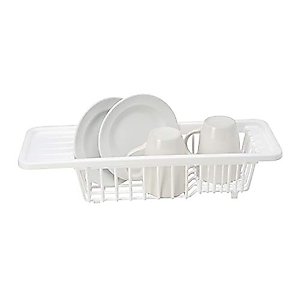 Kitchen Details Sink Dish Rack | Dimensions: 17.9"x 6.3"x 3.9" | Kitchen Accessories | Holds Dinnerware | Drinkware | Utensils to Drain | Frees up Counter Space | Grey or White
