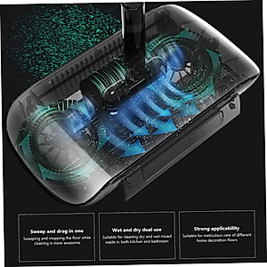 Naisicore Hand Push Sweeper, 3 in 1 Hand Sweeping Mop with Vacuum Cleaner & Crumb Sweeper, Floor Cleaning Tools for Cleaning Floor Rugs Hair, Fruit Shell, Dust (Blue)