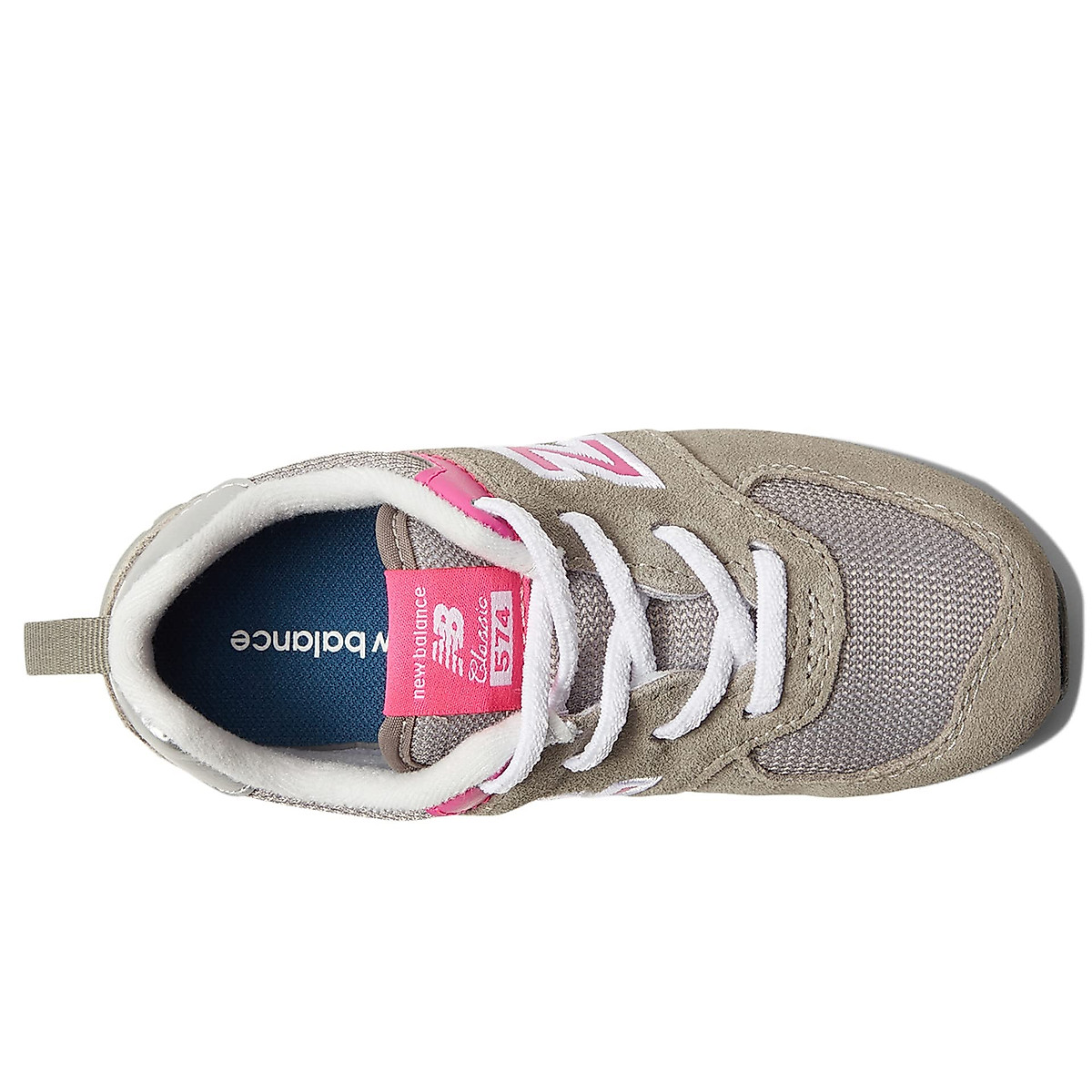 New Balance Baby Girls 574 Core Bungee Sneaker, Grey/Pink, 2 Infant