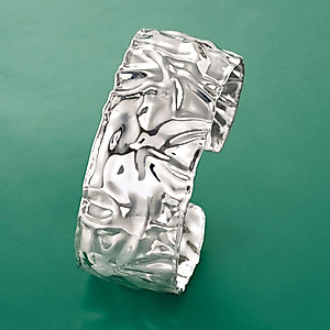 Ross-Simons Italian Sterling Silver Rippled Cuff Bracelet. 7 inches