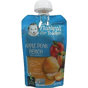 Gerber Baby Food Toddler Apple Pear Peach, 3.5 Oz Pouch