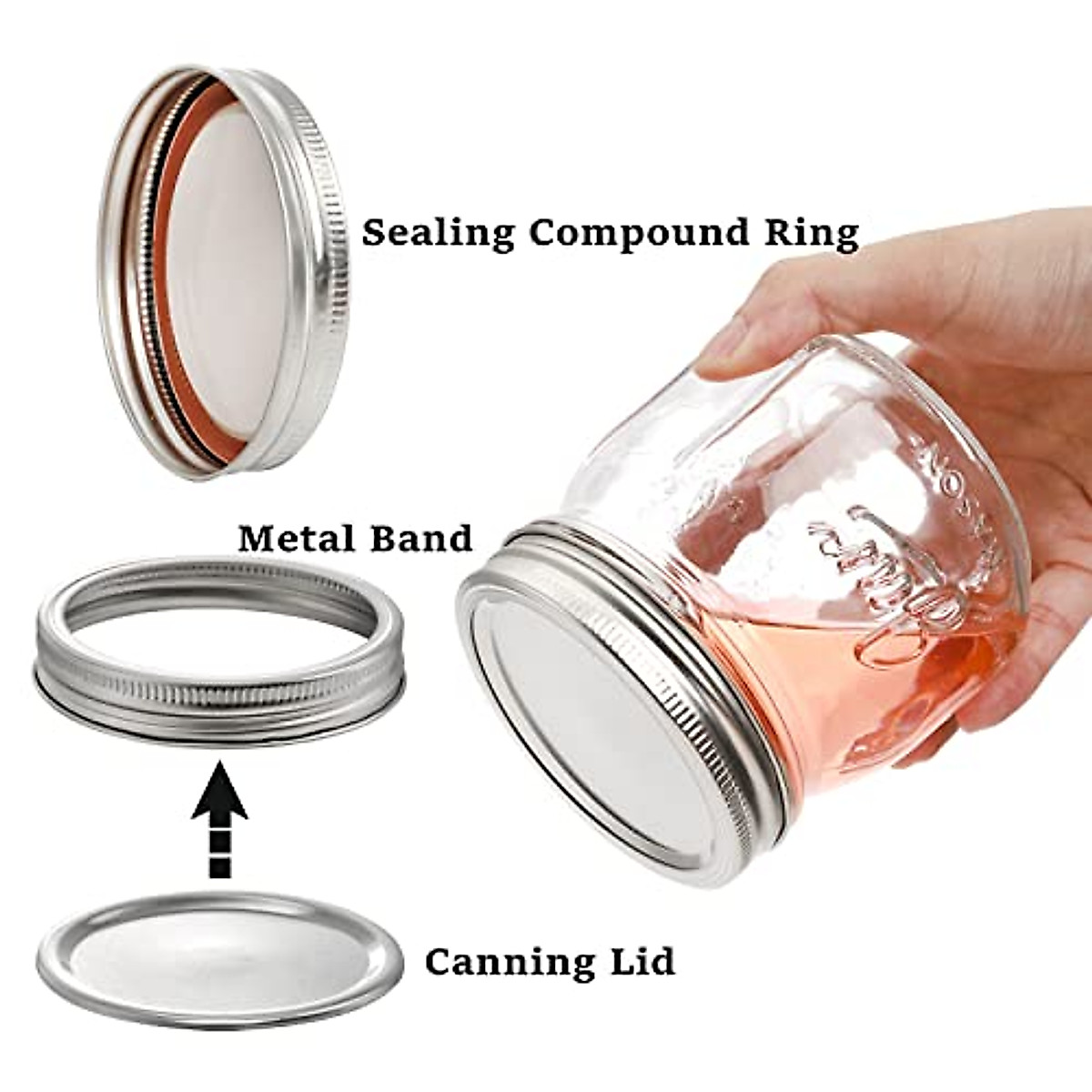 Lyellfe 12 Pack Wide Mouth Mason Jar, 16 Oz Glass Canning Jars with Airtight Lids, Food Safe Jam Jar, Mason Spice Jar for Honey, Jelly, Wedding Favors, Lead-free,Dishwasher Safe