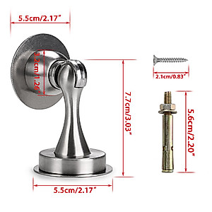 Sumnacon Magnetic Door Stopper, Heavy Duty Stainless Steel Door Stop Holder Come with 3M Double-Sided Adhesive Tape & Hardware Screws,Install with Adhesive Tape Or Screws On Floor Wall (Silver)