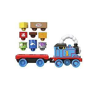 Thomas & Friends Wobble Cargo Stacker Train, Push-Along Engine with Stacking Blocks for Toddlers and Kids Ages 2 Years and up