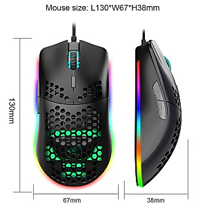 Gojiny Wired Gaming Mouse, USB Wired Gaming Mouse 6- Key Macro Programming Mouse 6400DPI Gaming Mouse for PC Laptop Desktop