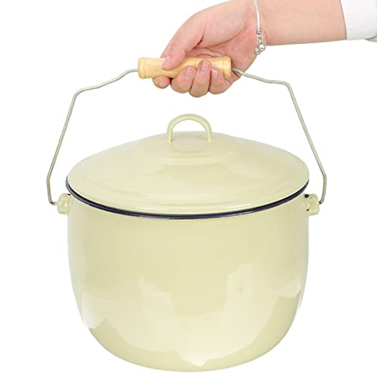 Zerodeko Enamel Kitchen Canister Food Storage Container Enamel Rice Bowl Flour and Sugar Containers Food Storage Containers for Dry Food Sugar Coffee Tea Light Green