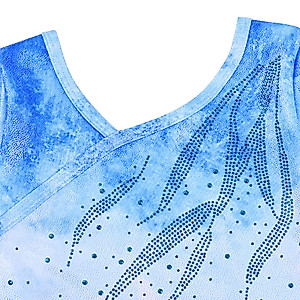 BAOHULU Leotard for Girls Gymnastics Toddler Tank Biketards Shorts Shiny Diamond Purple Kids Dancewear B217_WhiteBlue_130