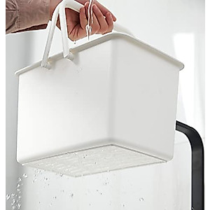 ALINK Plastic Shower Caddy Basket with Handle, Portable Storage Organizer for College Dorm, Bathroom, Kitchen - Abricot