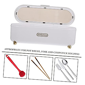 TOGEVAL 4pcs box Seasoning Drawer Home Straw and with Lid Clear Cutlery Countertop Fork Containers For Portable Container Organizer Holder Plastic Dinnerware Cover Delicate Flatware