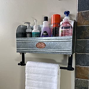 KOTINARA Rustic Paper Towel Holder Wall Mount - Farmhouse Paper Towel Holder with Spice Rack - Galvanized Bathroom Paper Towel Holder - A Farmhouse Kitchen and Bathroom Wall Decor