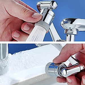 Faucet Extender, 1440° Large-Angle Rotating Robotic Arm Water Nozzle Faucet Adaptor, Universal Splash Filter Faucet with Dual-Water Outlet Modes, Kitchen Sink Aerator Sprayer Head 360°, Black