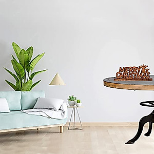 Earthly Home Christmas Wooden Tabletop Decoration,Merry Christmas Wooden Words Sign LED Snowflake Centerpiece Wooden Plaque Free Standing Wood Sign for Xmas Table Party 16x7 inch