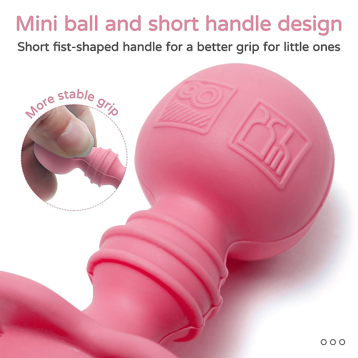 Silikong Silicone Utensils, Baby Fork and Spoon Set, Training Utensils, Baby Led Weaning Stage 1 for Ages 6 Months (Pink)