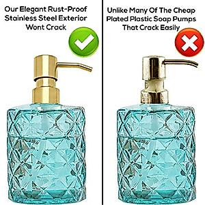 Gold Soap Dispenser Pump Replacement - 304 Stainless Steel Hand Liquid Soap and Lotion Dispenser Pumps Replacement for Regular Mouth Bottles, Standard 28/400 Neck Size,2 Pack