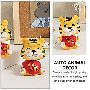 TOYANDONA Mini Toys 2pcs Bobblehead Tiger Figure Dancing Shaking Head Toys Animal Swinging Car Dashboard Decoration for Home Kitchen Office Decor Rearview Mirror Plants Decor