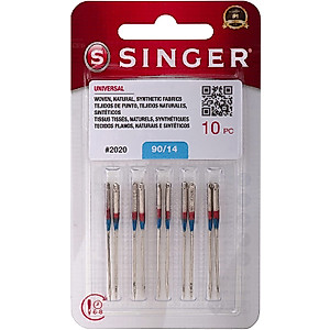 Singer 20 Counts :10-Pack Universal 2020 Sewing Machine Needles, Size 90/14 and Singer 10-Pack Stretch 2045 Sewing Machine Needles, Size 90/14 Bundle with Inceler Brand Plastic Bobbin
