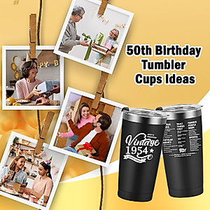 Greatingreat 1954 70th Birthday Gift for Women and Men - 70th Gifts for Parents - 70th Class Reunion - Mom Dad Wife Husband Present - 20oz Tumbler Cup Black