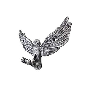 Handcrafted Nautical Decor Rustic Silver Cast Iron Flying Eagle Decorative Metal Talons Wall Hooks 6"