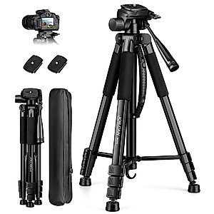 JOILCAN Camera Tripod, Heavy Duty Tripod for Camera, 67" Phone Tripod for Video Recording Photo Vlogging, Aluminum Phone Tripod with Remote & Travel Bag for DSLR Camera Phone Projectors Lasers