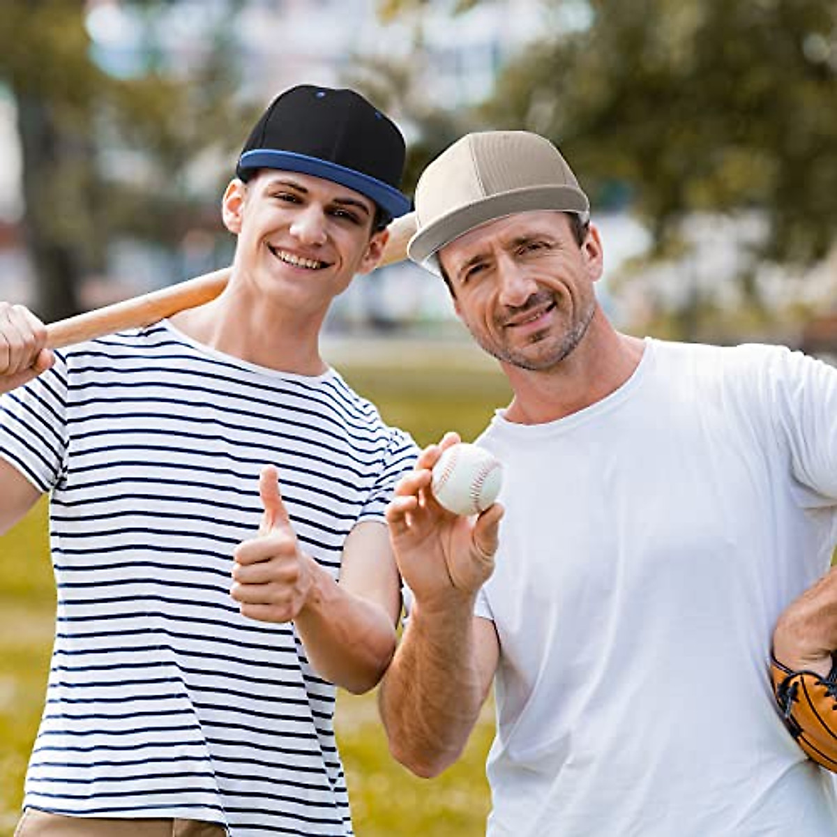 Hicarer 30 Pcs Hats for Men, Flat Cap Bulk Plain Flat Brim Baseball Caps(Bright Color, Stylish Style) Solid Colors