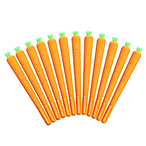NUOLUX 12 Pack Carrot Gel Ink Pen Cute Soft Silicone RollerBall Pen for Office and School Supplies Gift for Kids
