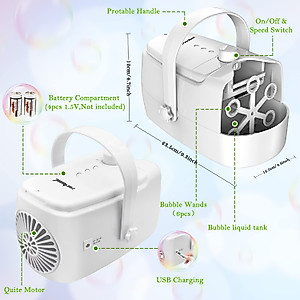 Bubble Machine Durable Automatic Bubble Blower, 18000+ Big Bubbles Per Minute Bubbles for Kids Toddlers Bubble Maker Operated by Plugin or Batteries Bubble Toys for Indoor Outdoor Birthday Party