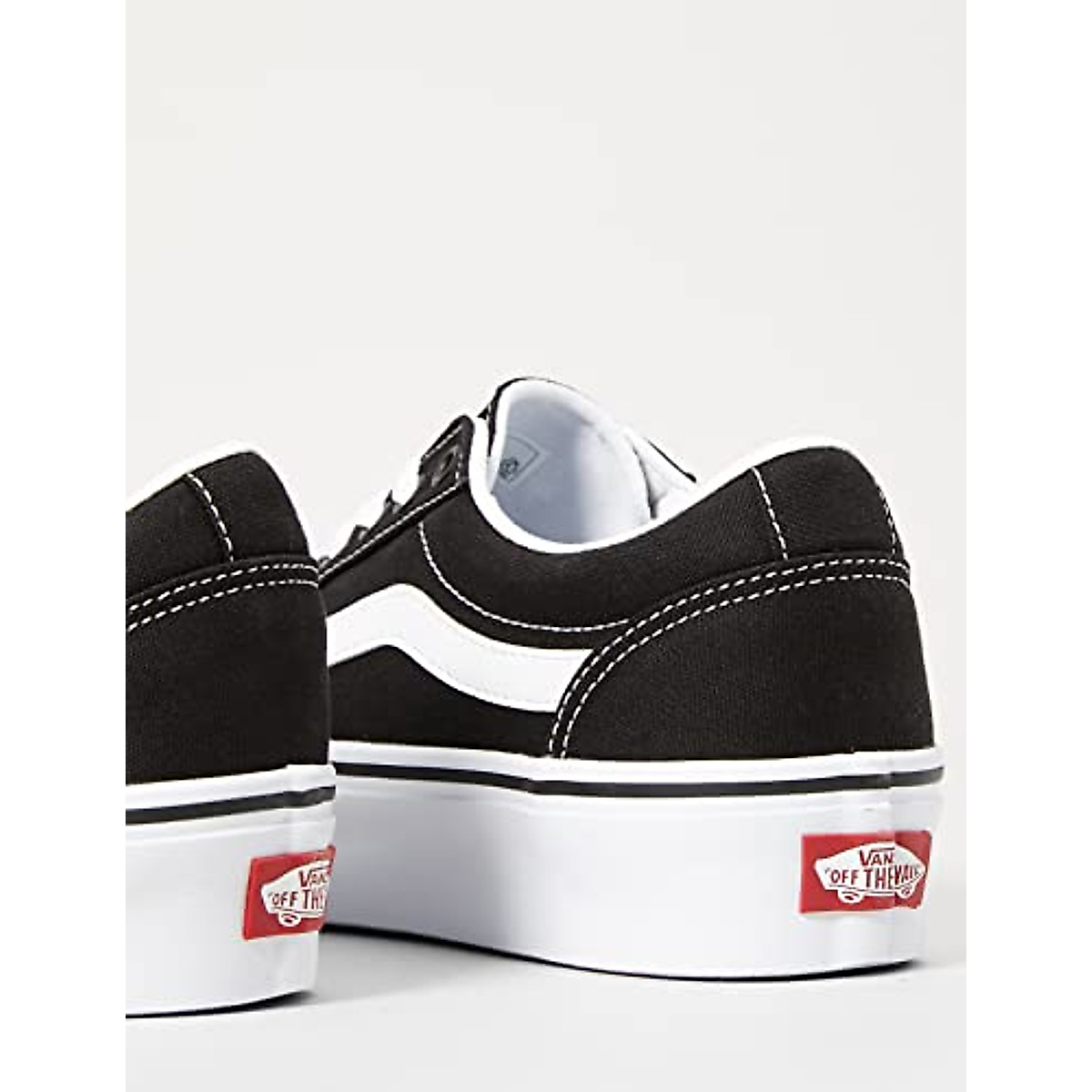 Vans Women's Ward Platform Low-Top Sneakers, Black ((Canvas) Black/White 187), 7.5