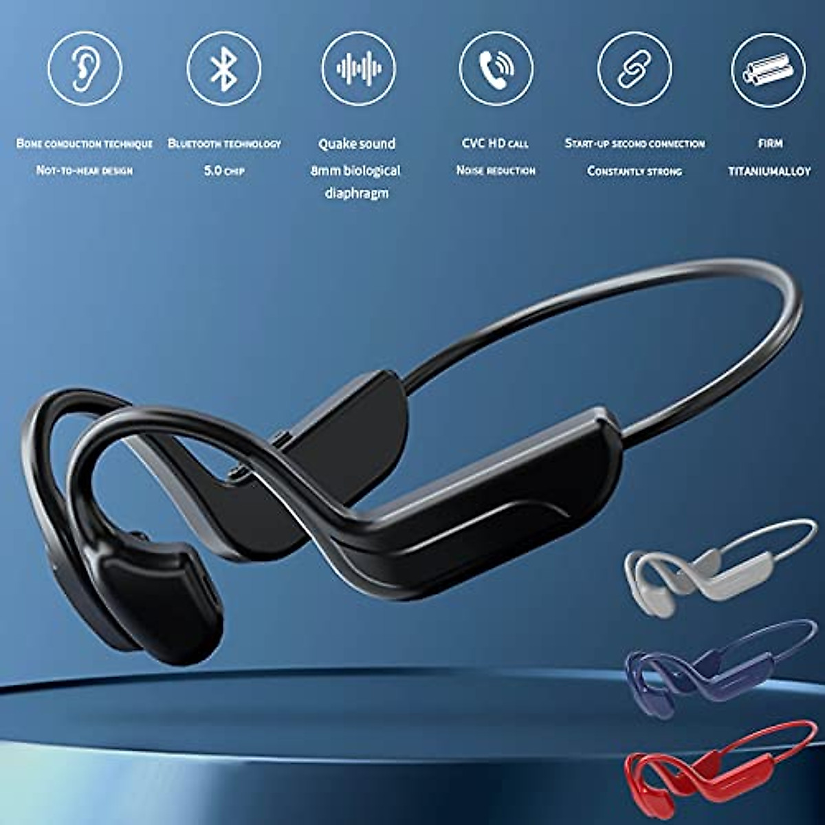 LADIGASU Wireless Bluetooth Headphones Outdoor Lightweight Stereo Earbuds Bone-Conduction Earphone Sports Waterproof Headset with Microphone