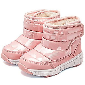 ODOUK Toddler Snow Boots for Girls Boys Cold Weather Outdoor Warm Waterproof Winter Boots Pink Size 4.5