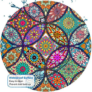 BOSOBO Mouse Pad, Round Mandala Mouse Mat, Cute Mouse Pad with Design, Non-Slip Rubber Base Mousepad with Stitched Edge, Waterproof Women Office Mouse Pads, Small Size 7.9 x 7.9 Inch, Pretty Mandala