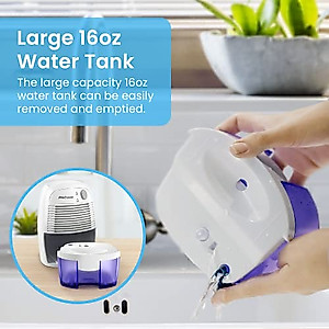 Pro Breeze Dehumidifiers for Home,225sqft Small Dehumidifiers for Room,16oz Tank Portable Closet Dehumidifier Removes Humidity Mini Small Dehumidifier for Bathroom Dehumidifier for Bedroom RV Basement