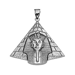 Antique Vintage Style Sterling Silver Detailed Egyptian Pyramid King Tut (Tutankhamun) Pendant