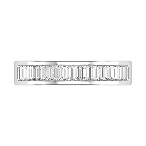 FINEROCK 1/2 Carat Channel Set Baguette Shape Diamond Wedding Band Ring in 14K White Gold - IGI Certified (Ring Size 6.75)