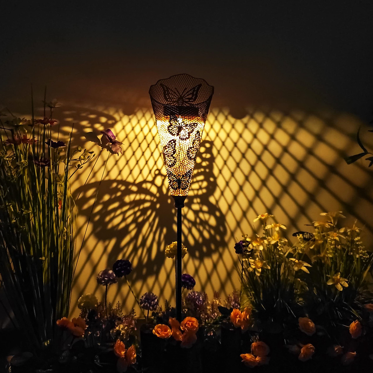 Elfengarden Solar Outdoor Lights, Butterfly Solar Lights Outdoor Waterproof,Warm White Led Metal Solar Garden Lights,Yard Porch Backyard Garden Decor Landscape Lighting