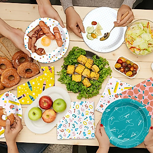 CMUSKO 60Pcs School Plates and Napkins-Back to School Decorations Ruler Apple Alphabet First and Last Day of School Preschool Kindergarten Graduation Tableware Deorations