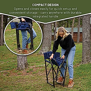 TIMBER RIDGE Heavy Duty Collapsible Camping Adults Foldable Portable Lounge Chair for Outdoor, Lawn, Picnic, Fishing, Supports 300 lbs, Blue