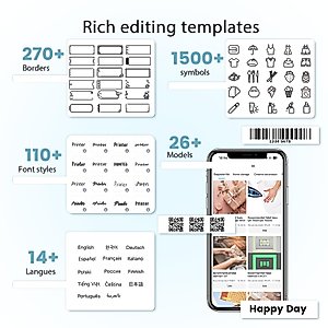 Vixic Handheld Label Maker Machine with Tape, 2024 Upgrade Version Bluetooth Portable Labeler with Multiple Modes for Editing Labels, for 6-12mm 1/4 '-1/2' Tapes, for Home School Office, White-Gray