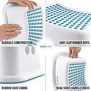 Zulay Home Step Stools for Bathroom Sink with Anti-Slip Surface & Base - Kids Step Stool for Toddlers Potty Training, Kitchen, Living Room, Bedroom, Toy Room (Blue)