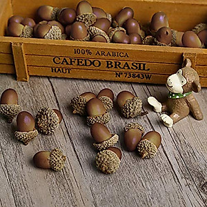 BigOtters 100 PCS Artificial Acorn, Fake Nutty Craft Acorns with Natural Acorn Cap Simulation Fruit Props for Vase Filler, Home House Autumn Favor, Thanksgiving Day Christmas Wedding Decor