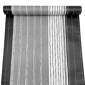 Yifely Black White Striped Furniture Paper Self-Adhesive Shelf Liner Countertop Sticker 17x118 Inches